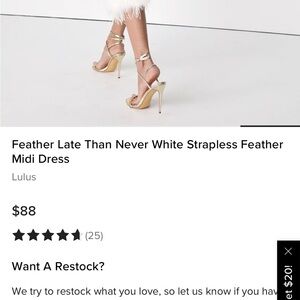Lulus | Dresses | Lulus Feather Late Than Never White Strapless Feather ...